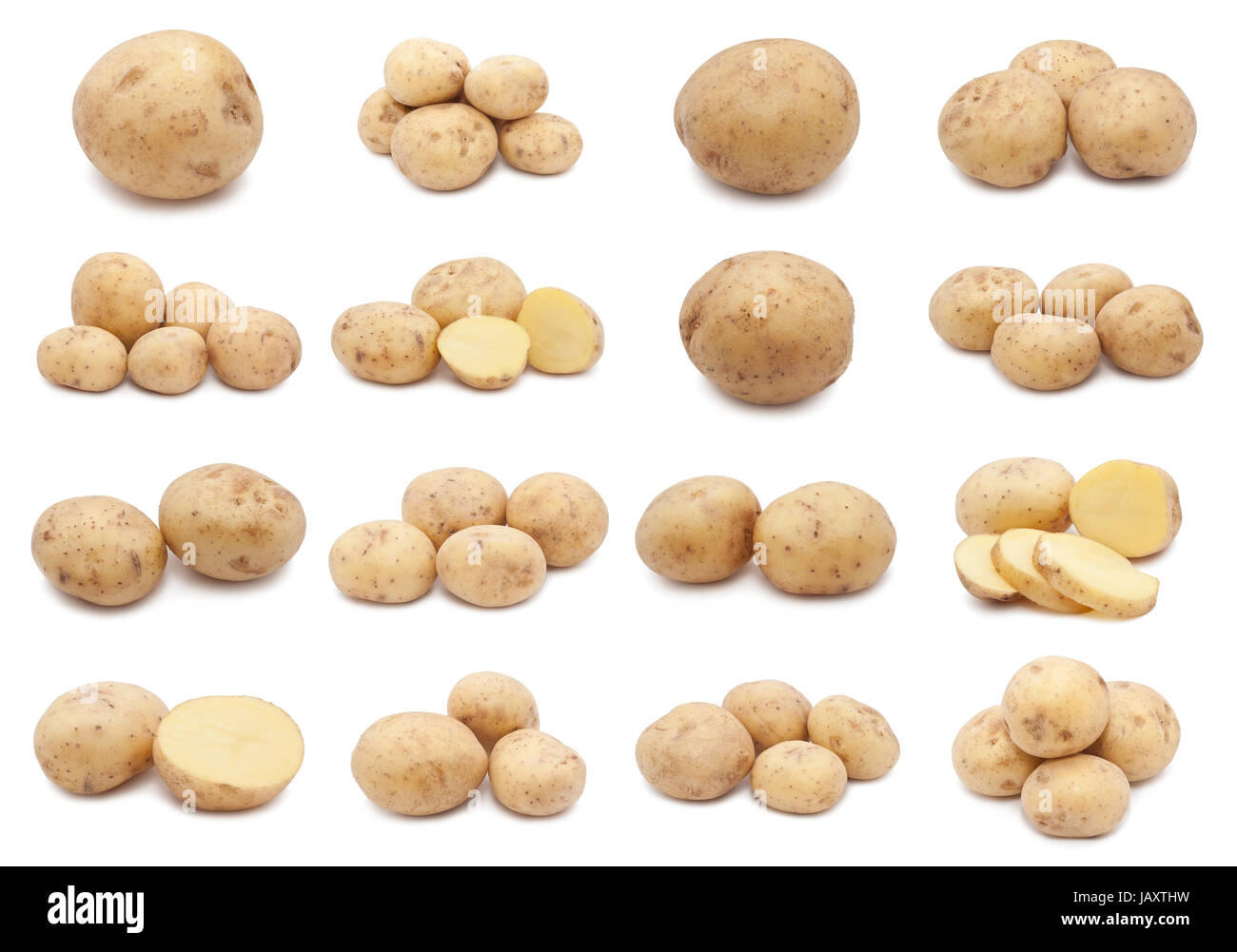 Collection of fresh potatoes isolated on white background Stock Photo ...