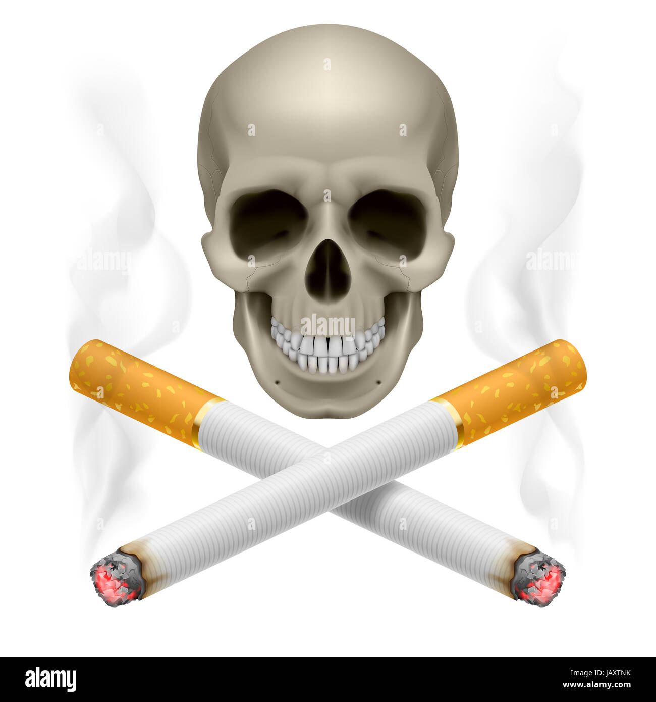 Skull with burning cigarette hi-res stock photography and images - Alamy