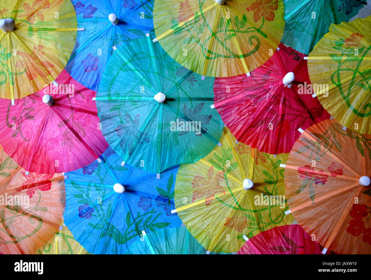 Series of colored paper umbrellas for cocktails, parties, celebrations ...