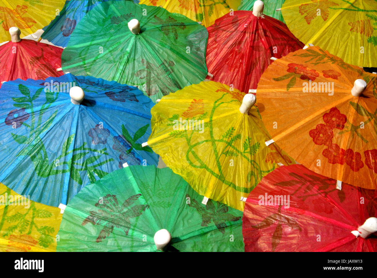 Series of colored paper umbrellas for cocktails, parties, celebrations ...