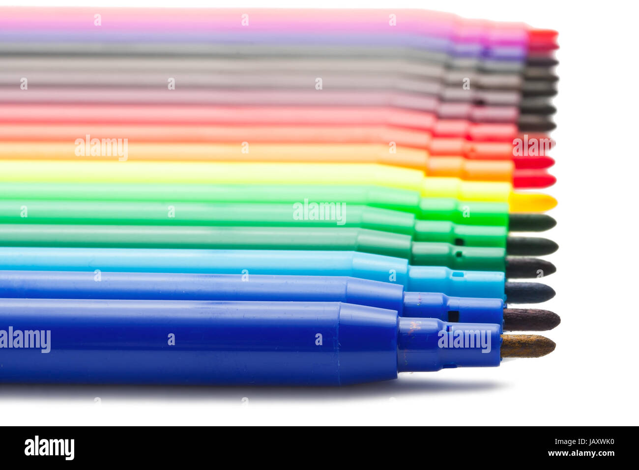 Group of felt tip bright color markers on white background Stock Photo ...