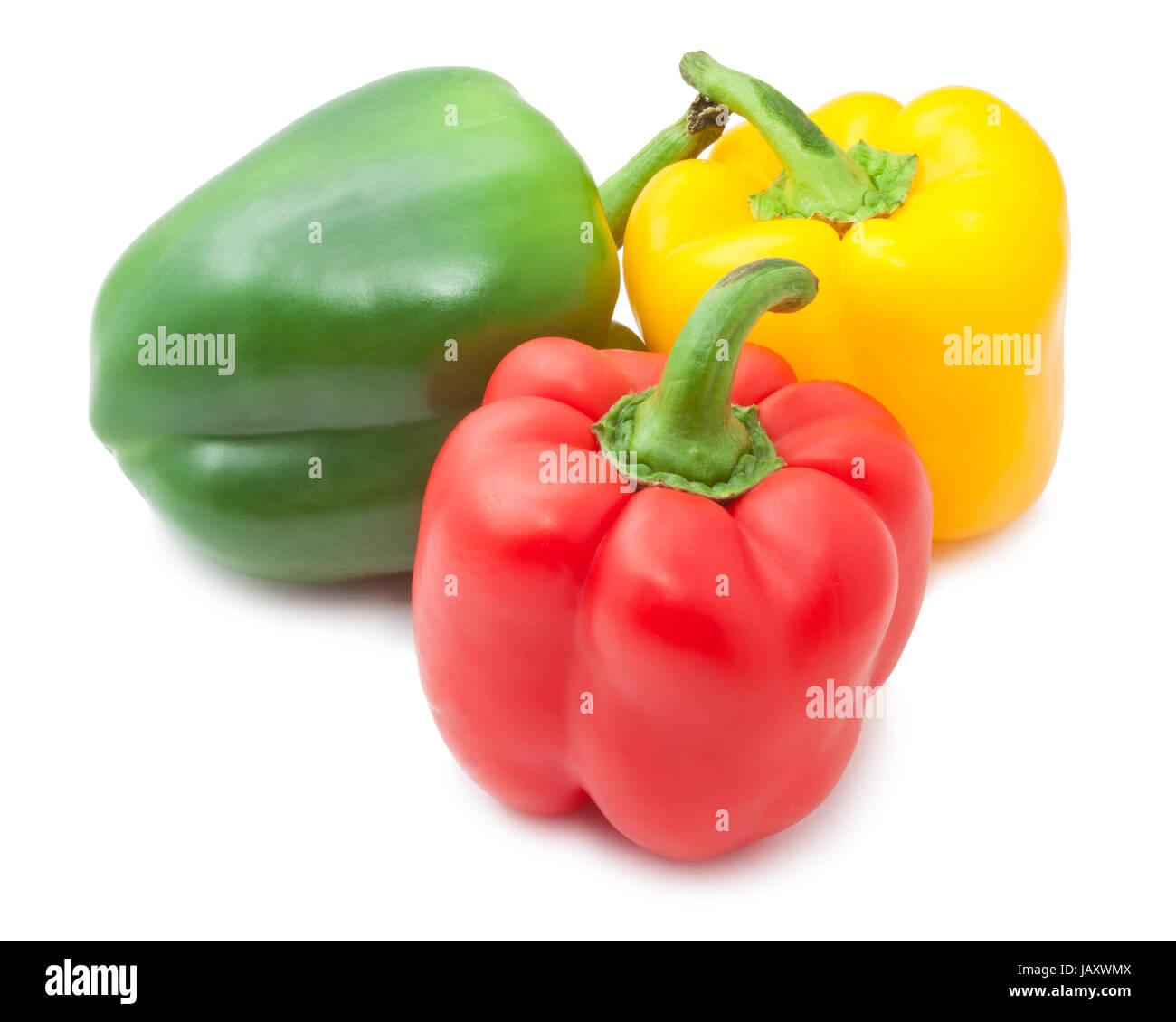 Three bell peppers isolated on white background Stock Photo - Alamy