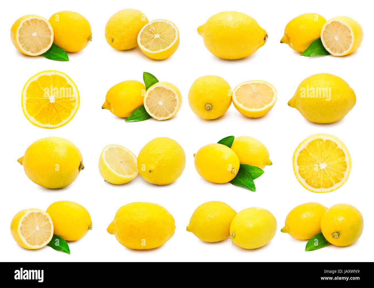 Collection of fresh tasty lemons isolated on white background Stock ...