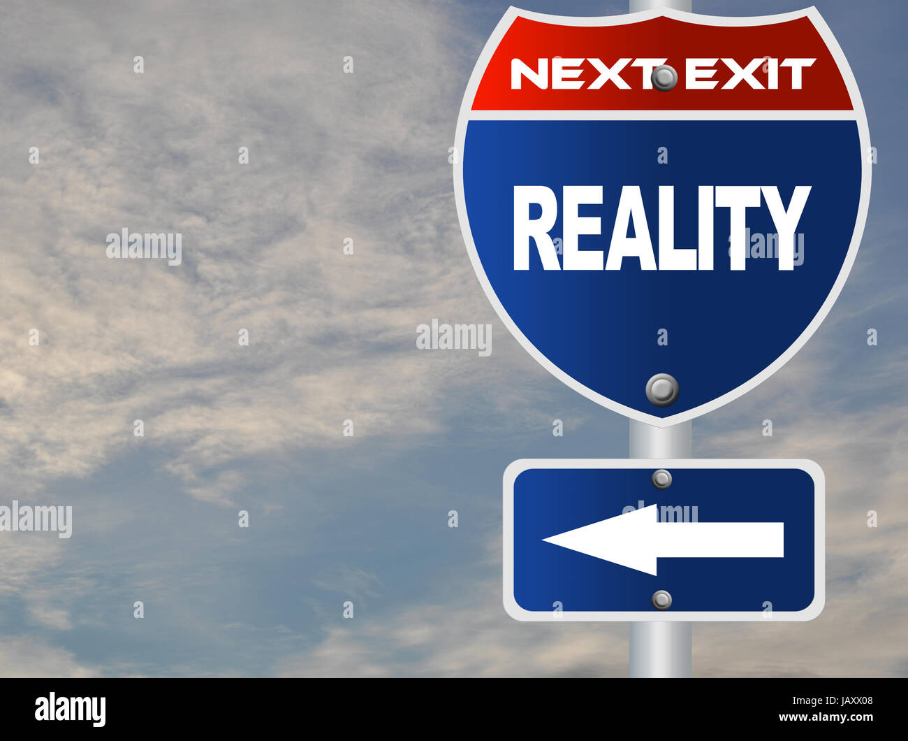 Reality road sign Stock Photo - Alamy