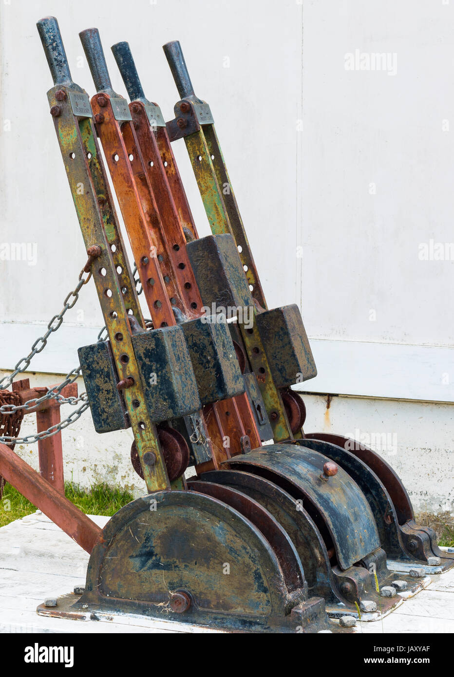 Set of manual railway track switch Stock Photo - Alamy
