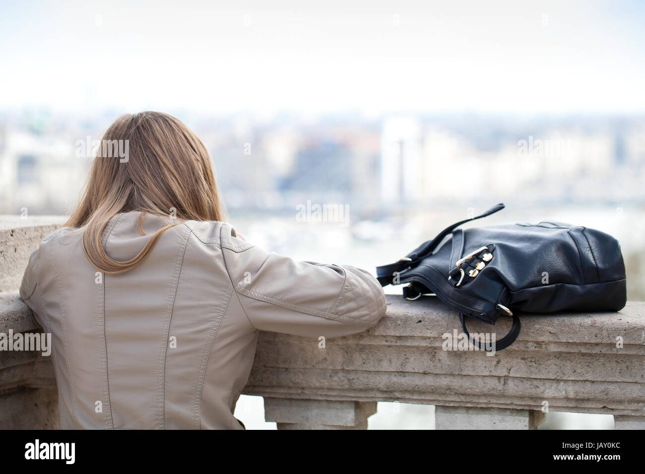 Picture of an adult woman being amazed by the great view in Budapest ...