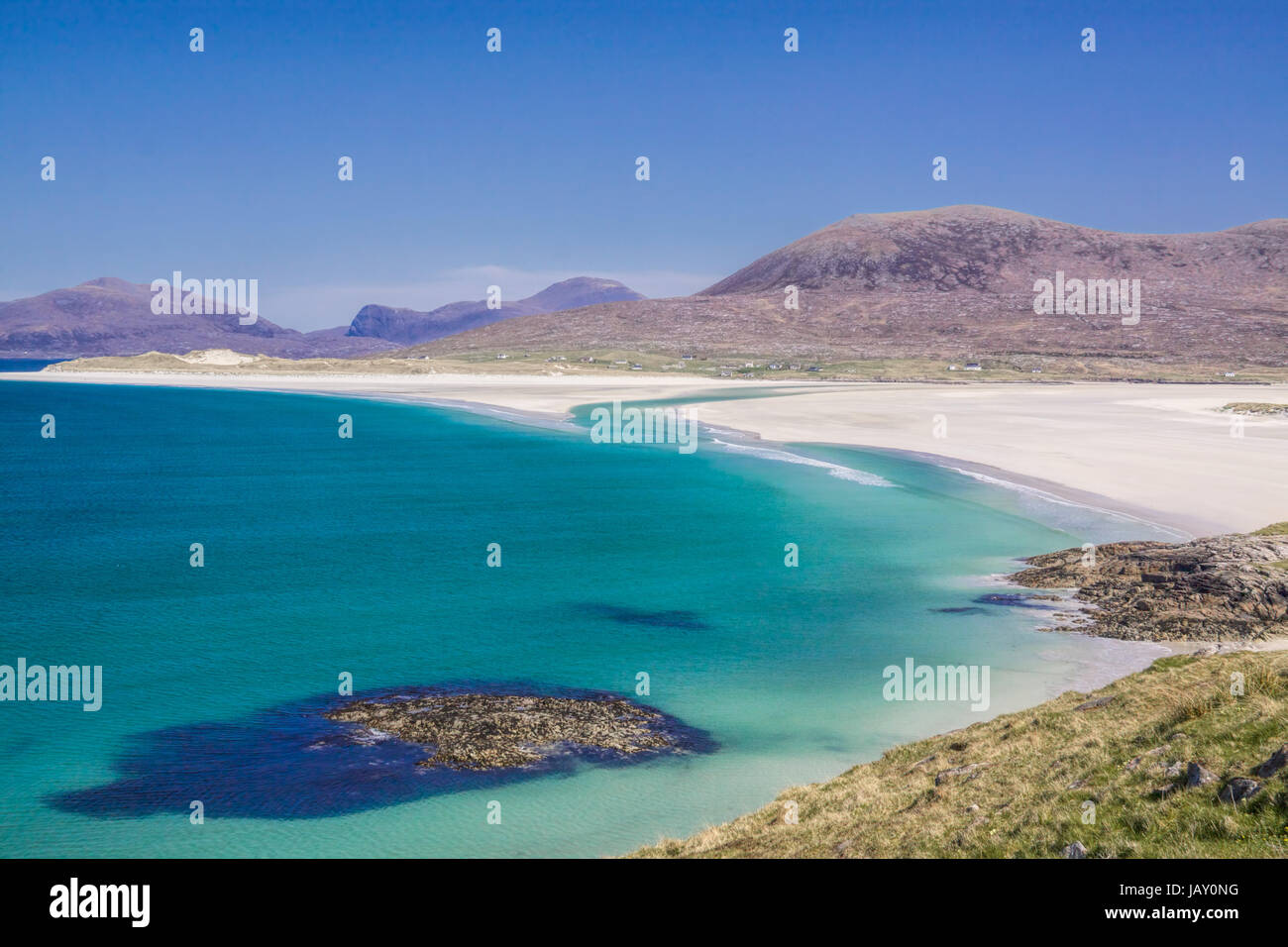 Picturesque empty white sand beach on Isle of Lewis in Scotland Stock ...