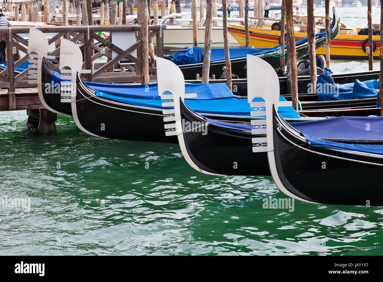 Beautiful view of Famous Venetian gondolas in Venice, Italy Stock Photo ...
