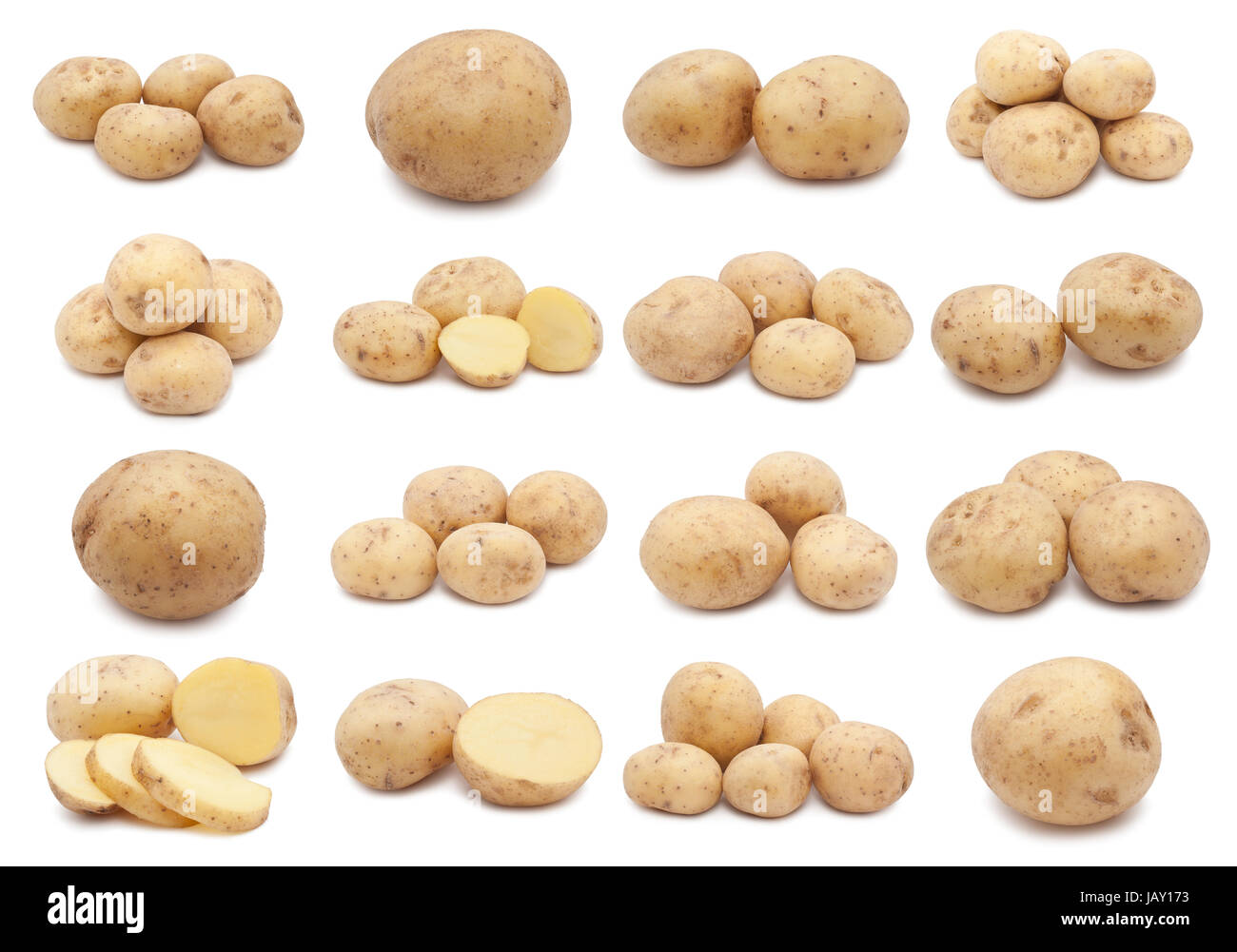 Collection of fresh potatoes isolated on white background Stock Photo ...