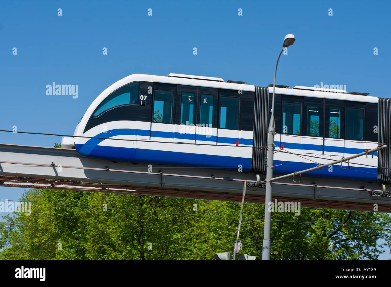 Modern monorail fast train on railway, Moscow, Russia Stock Photo - Alamy