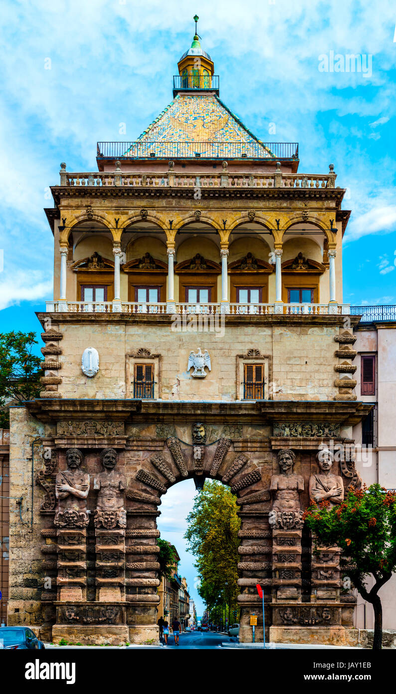 Porta Nuova of Palermo, medieval gate to the historical town center in ...
