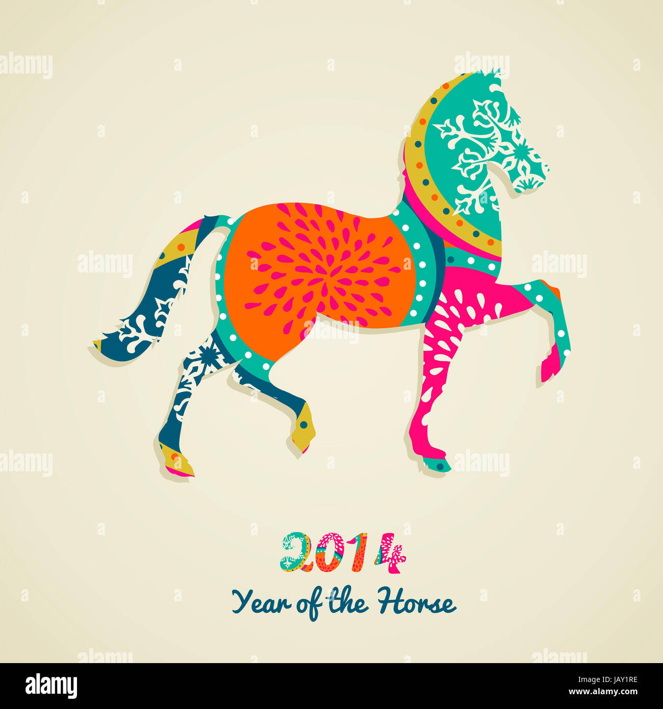 2014 Chinese New Year of the Horse vibrant colors silhouette ...
