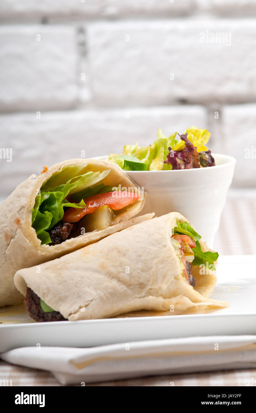 kafta shawarma chicken pita wrap roll sandwich traditional arab mid ...