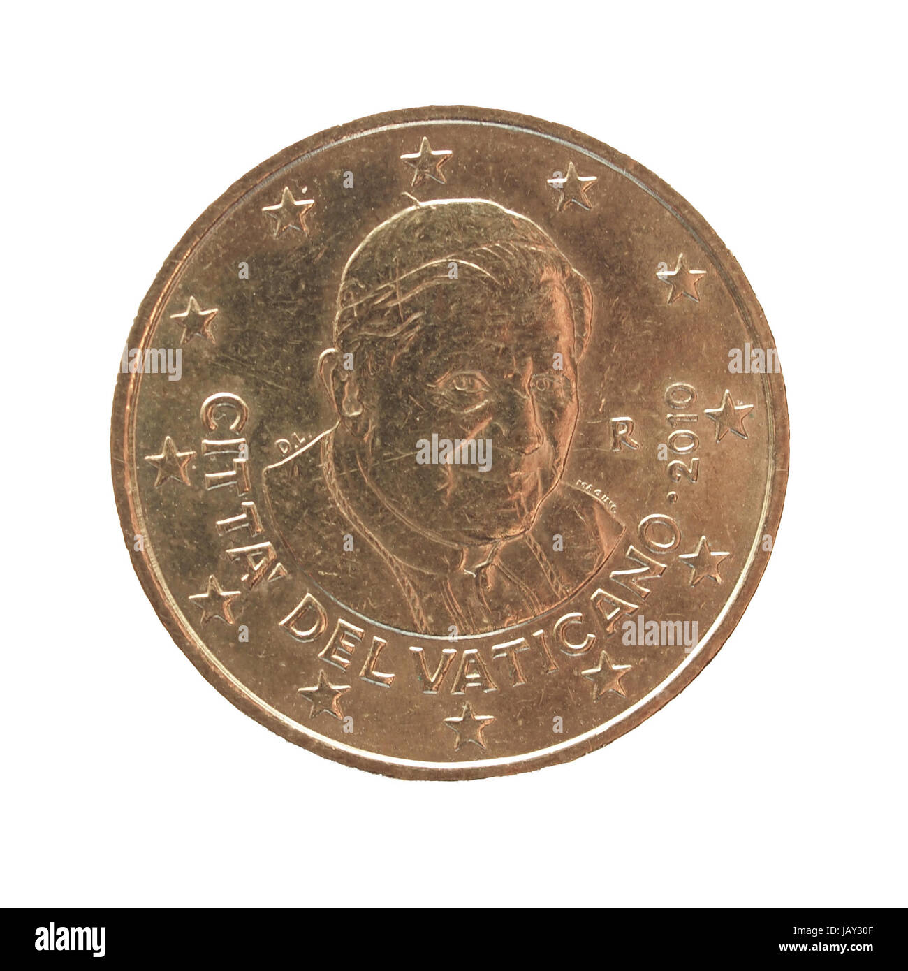 Twenty Euro cent coin from Vatican City with Pope Ratzinger Benedict ...