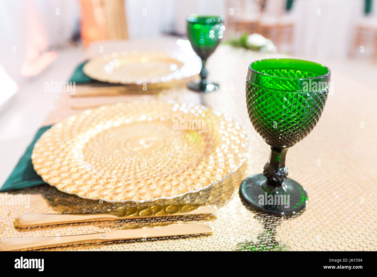 Beautifully organized event - served festive round tables ready for ...