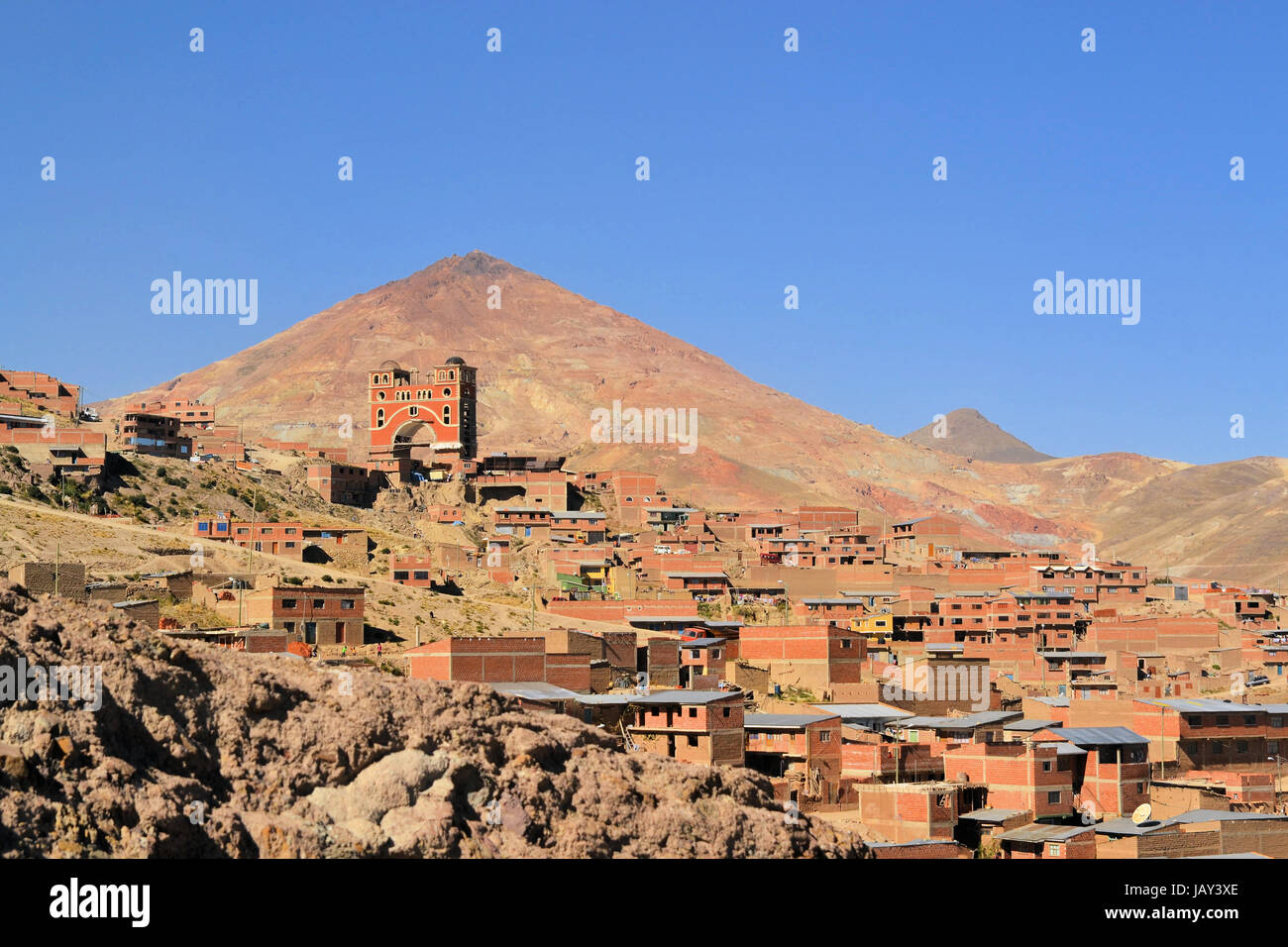 Cerro Rico mountain with silver mines above Potosi, Bolivia Stock Photo ...