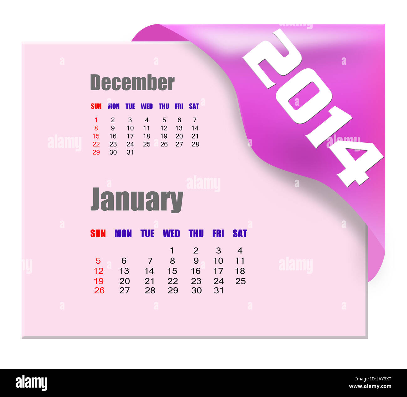 2014 January calendar Stock Photo - Alamy