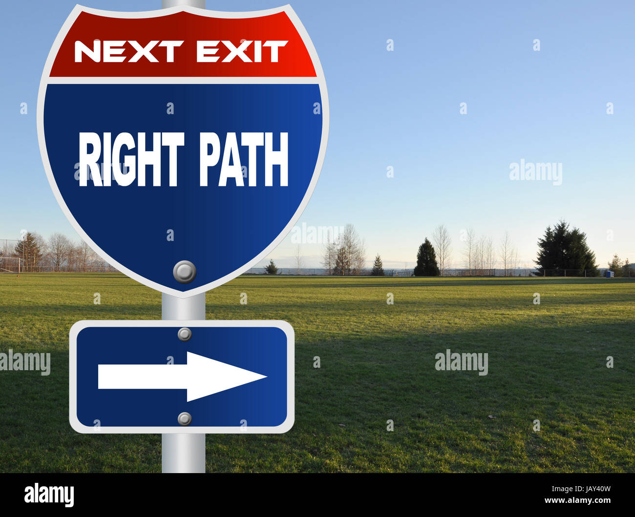 Right path road sign Stock Photo - Alamy
