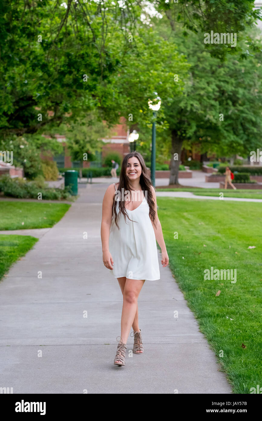 University student lifestyle portrait outdoors with natural light Stock ...