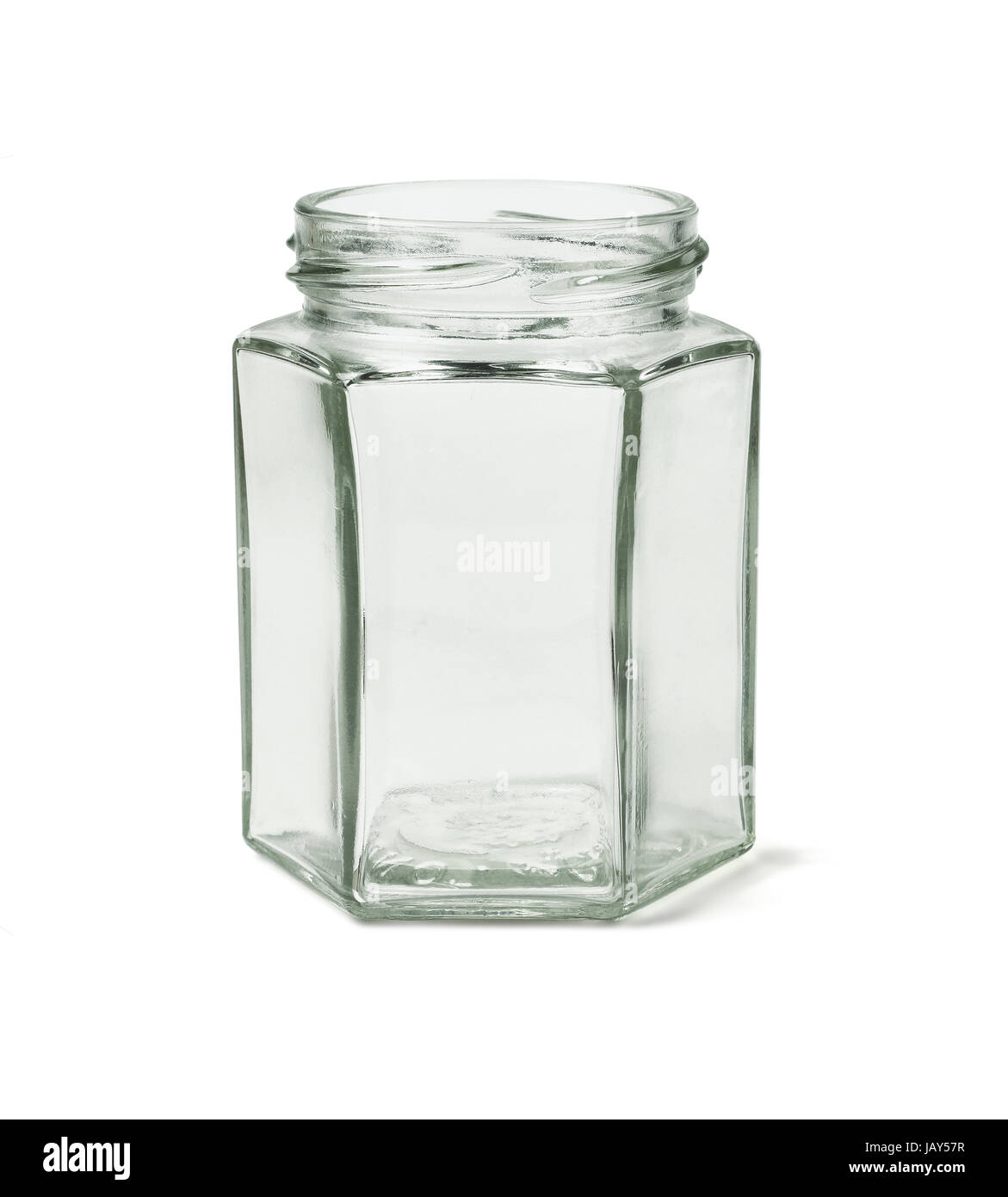 Emoty Hexagonal Shape Glass Container on White Background Stock Photo ...