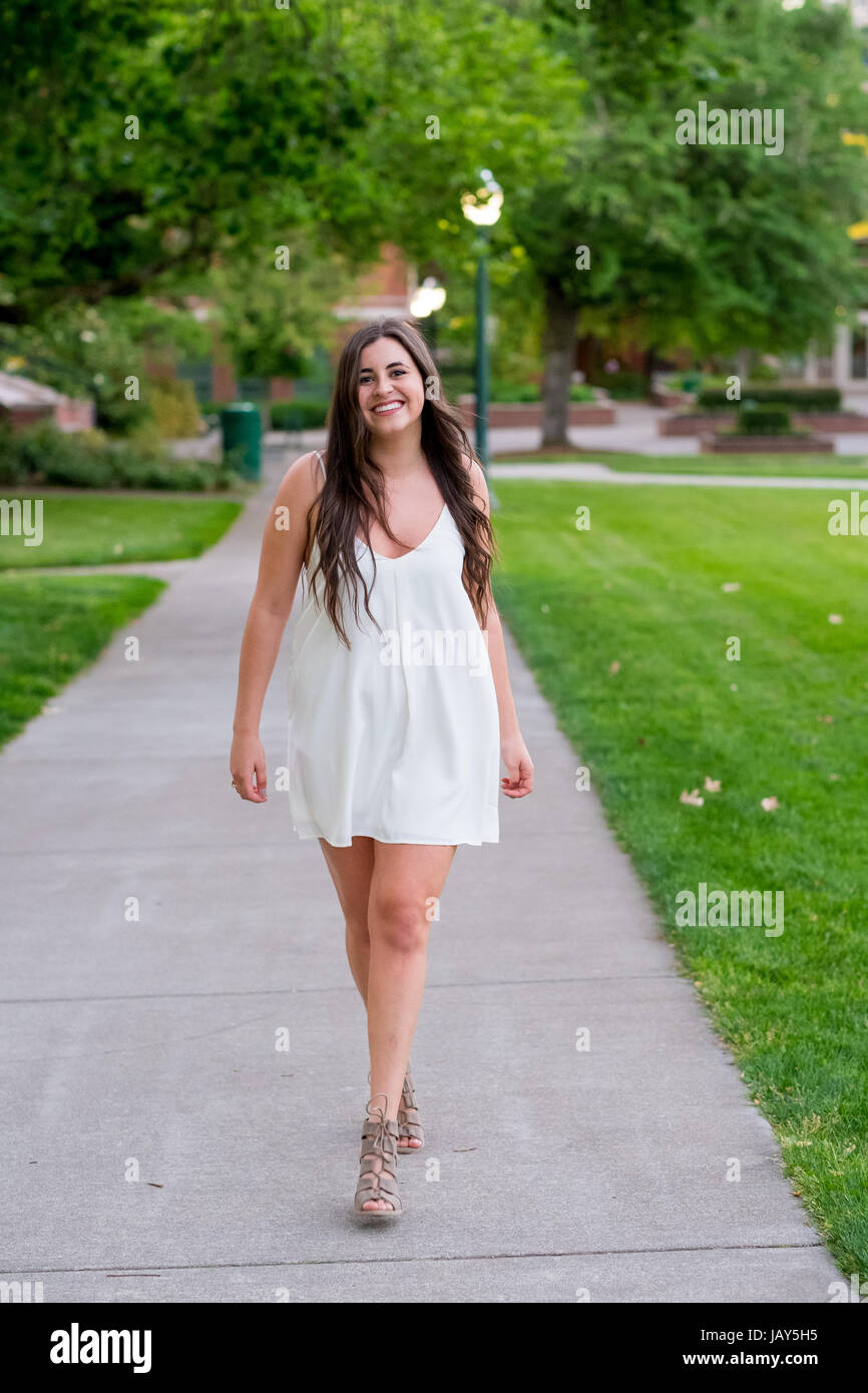 University student lifestyle portrait outdoors with natural light Stock ...