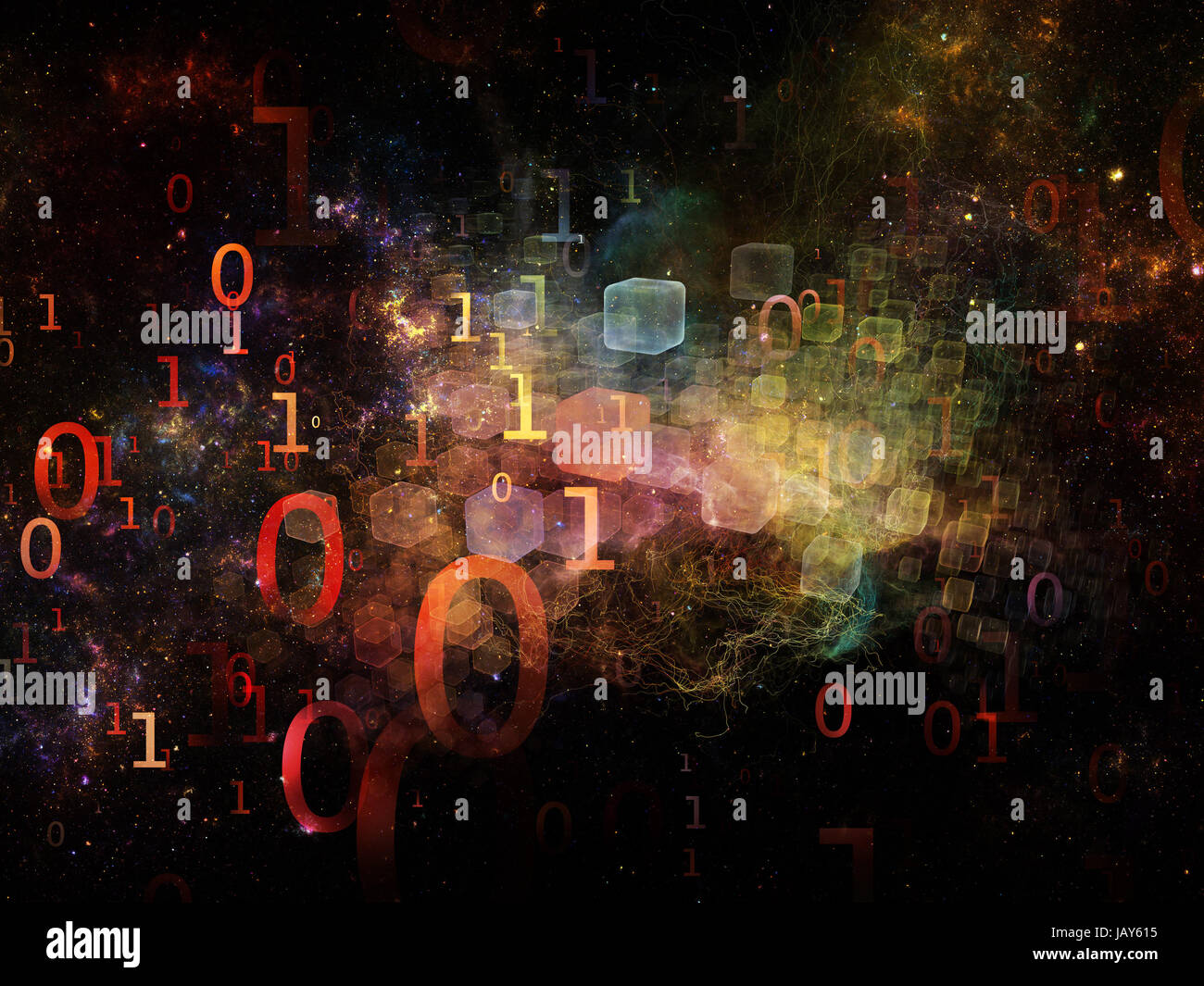 Number in Space series. Backdrop of numbers, fractal textures and ...