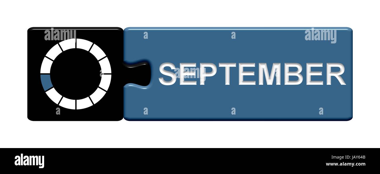 puzzle button black blue: september Stock Photo - Alamy