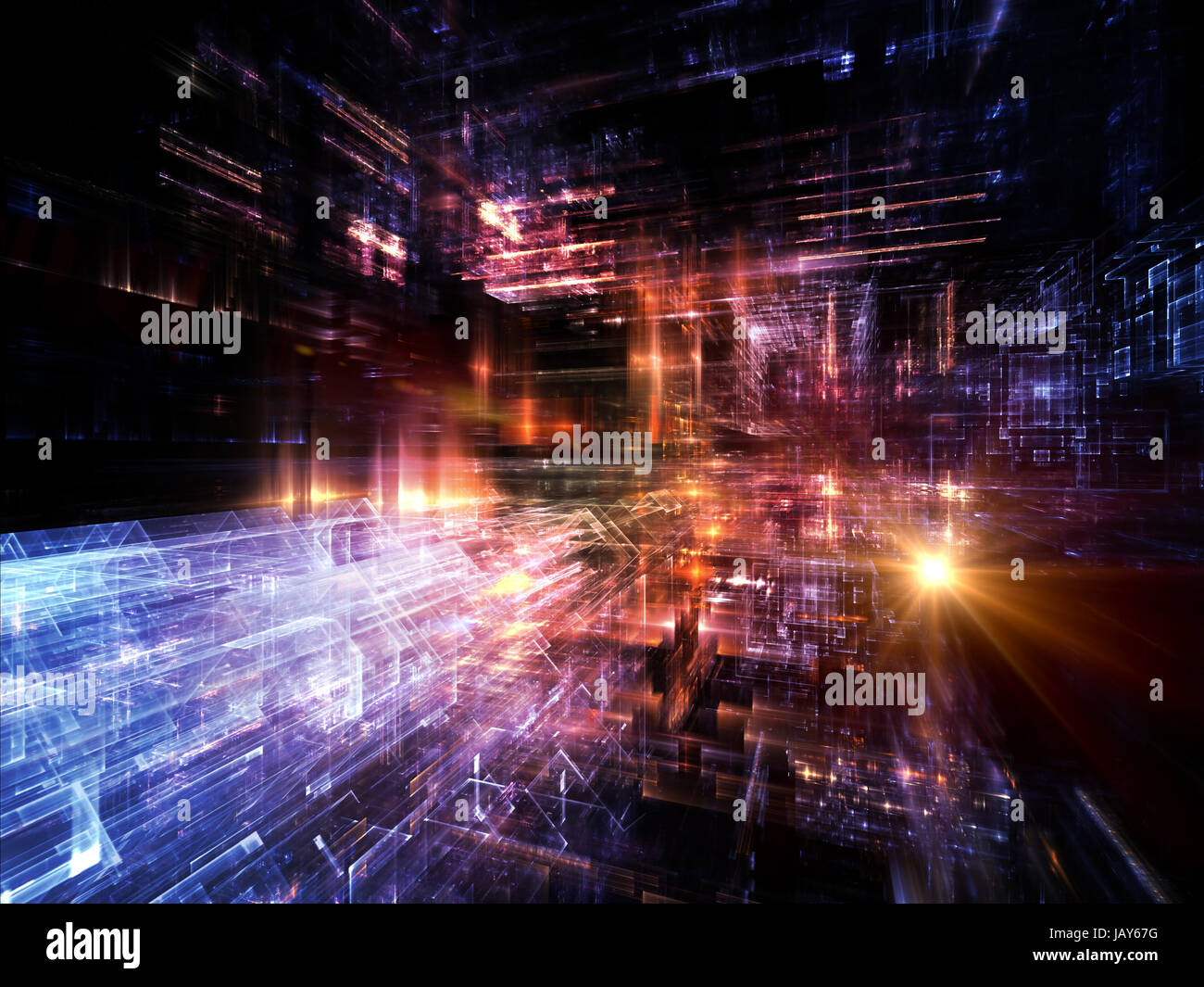 City Lights series. Arrangement of technological fractal textures on ...