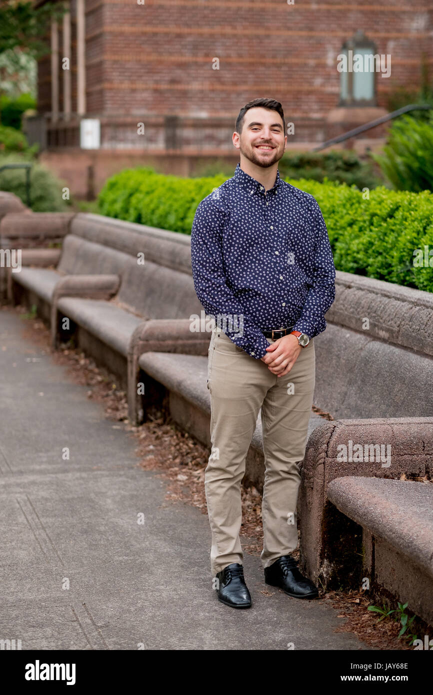University student lifestyle portrait outdoors with natural light Stock ...