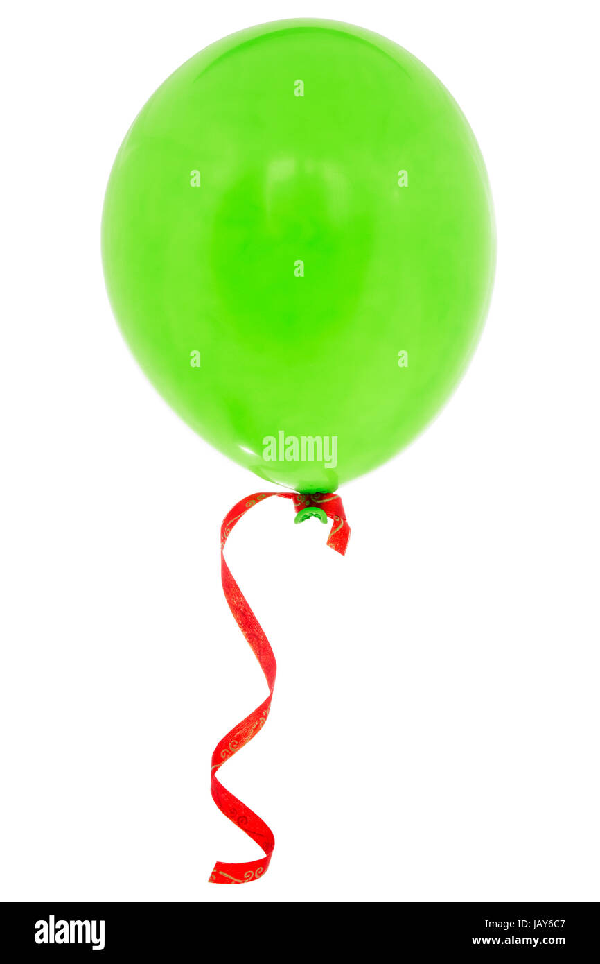 Green happy air flying balloon isolated on white background Stock Photo ...