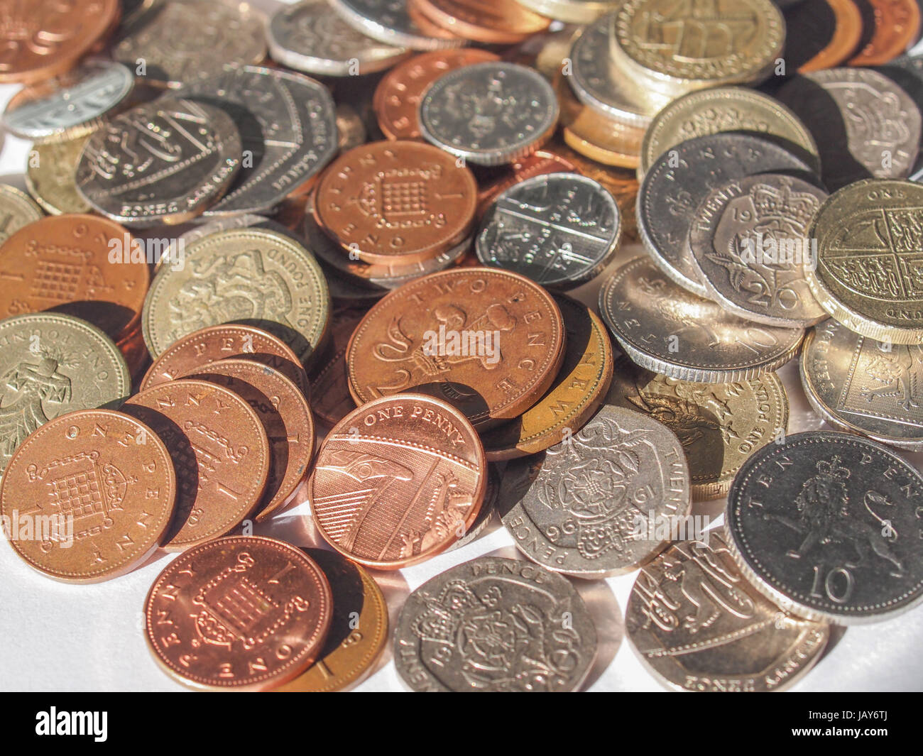 Macro image of British pound coins money Stock Photo - Alamy