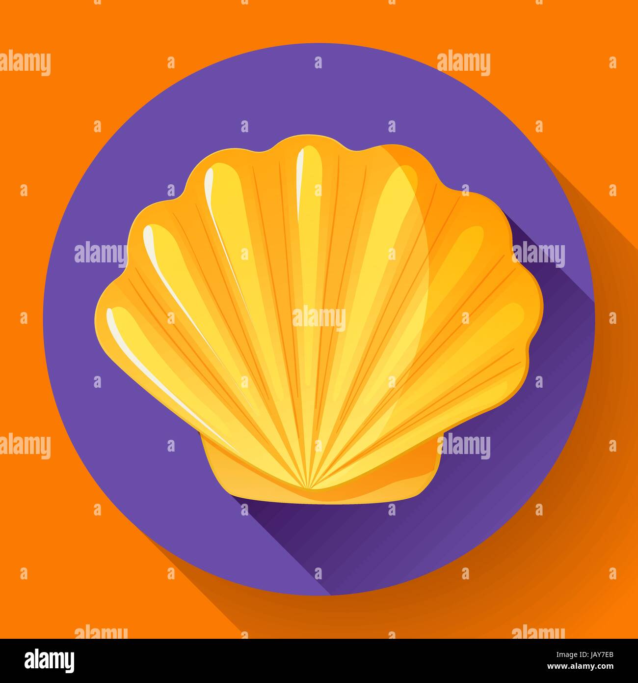 gold sea shell flat vector logo Seafood flat icon Stock Vector Image ...