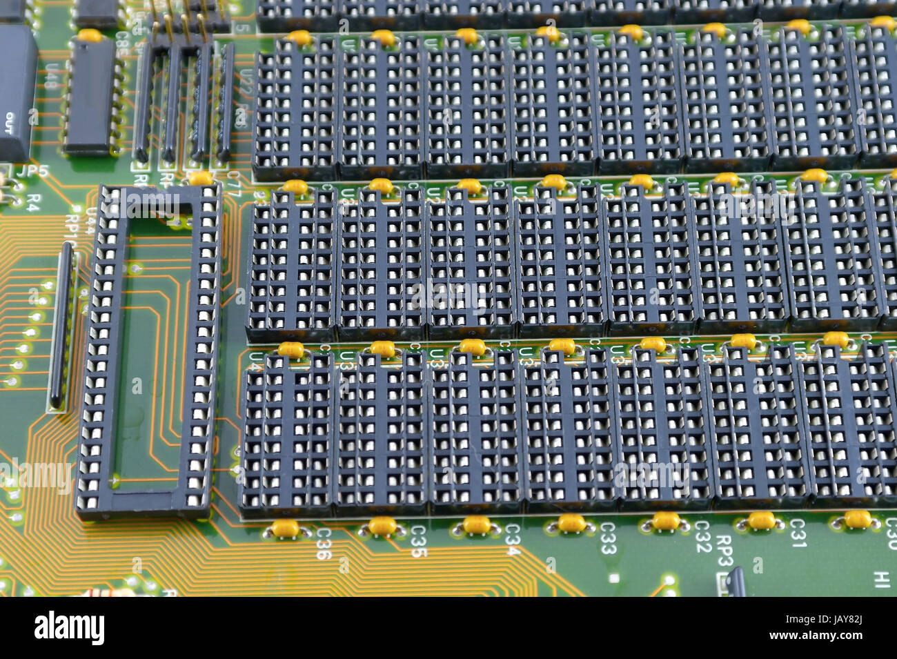 Old mainboard for PC with plug-and-sockets for memory Stock Photo - Alamy
