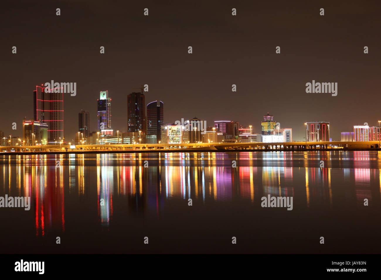 Skyline of Manama at night. Bahrain, Middle East Stock Photo - Alamy