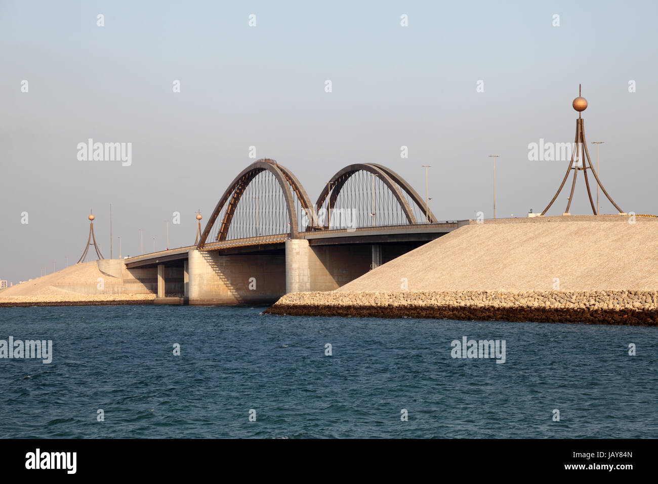 Sheikh Khalifa Bin Salman Bridge in Bahrain, Middle East Stock Photo ...