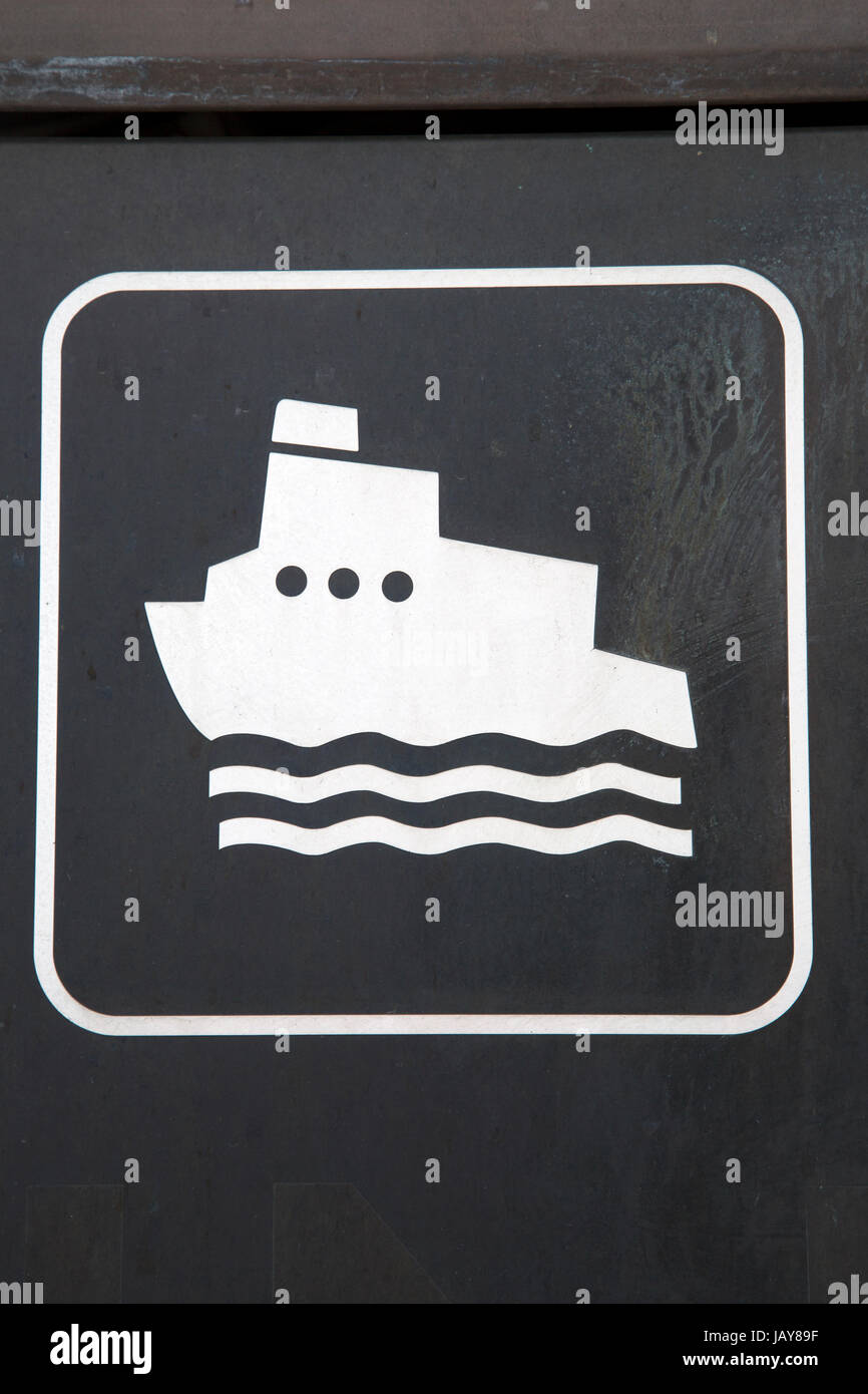 White Ferry Ship Symbol on Black Background Stock Photo - Alamy