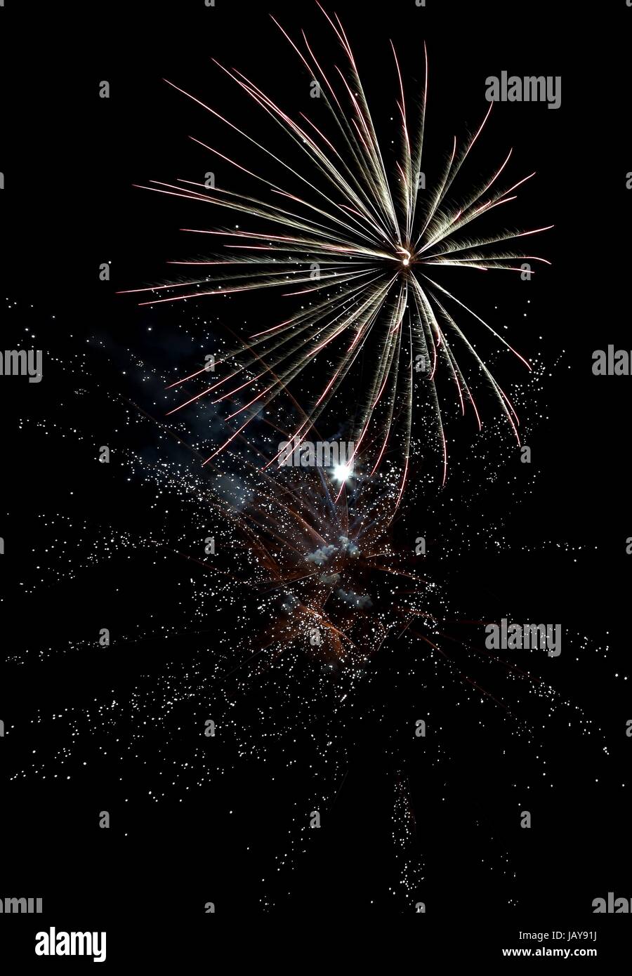 Magnificent fireworks display exploding across the night sky Stock ...