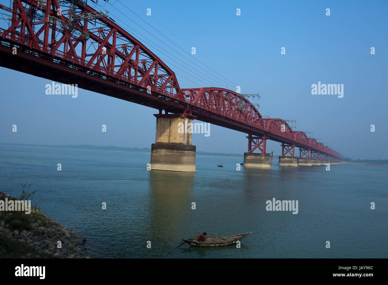The 1.8 Kilometers long Hardinge Bridge over the Padma River. It was ...