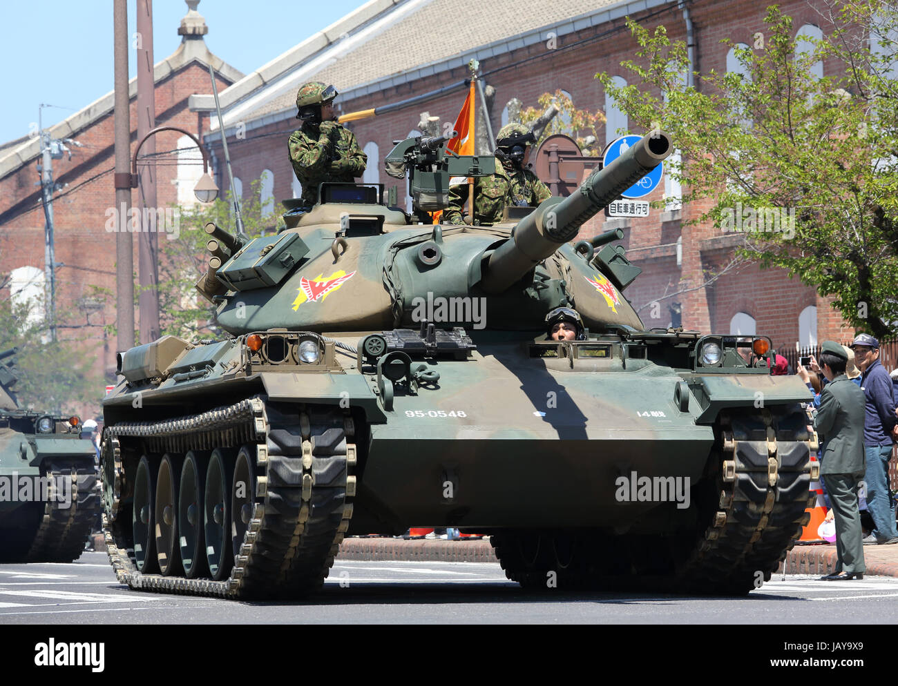 Japanese soldier in the armored vehicle going to the Zentuji military ...