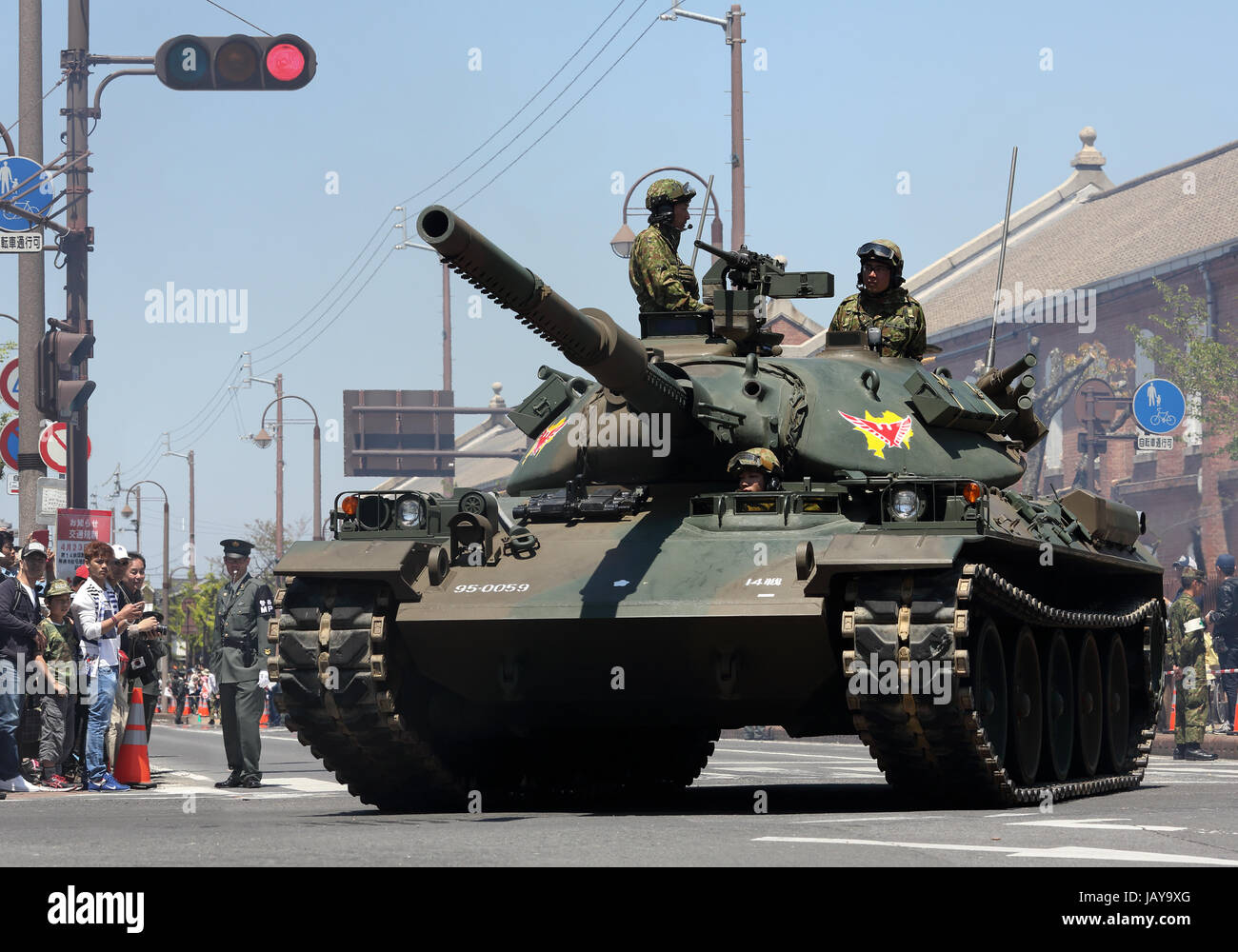 Japanese soldier in the armored vehicle going to the Zentuji military ...