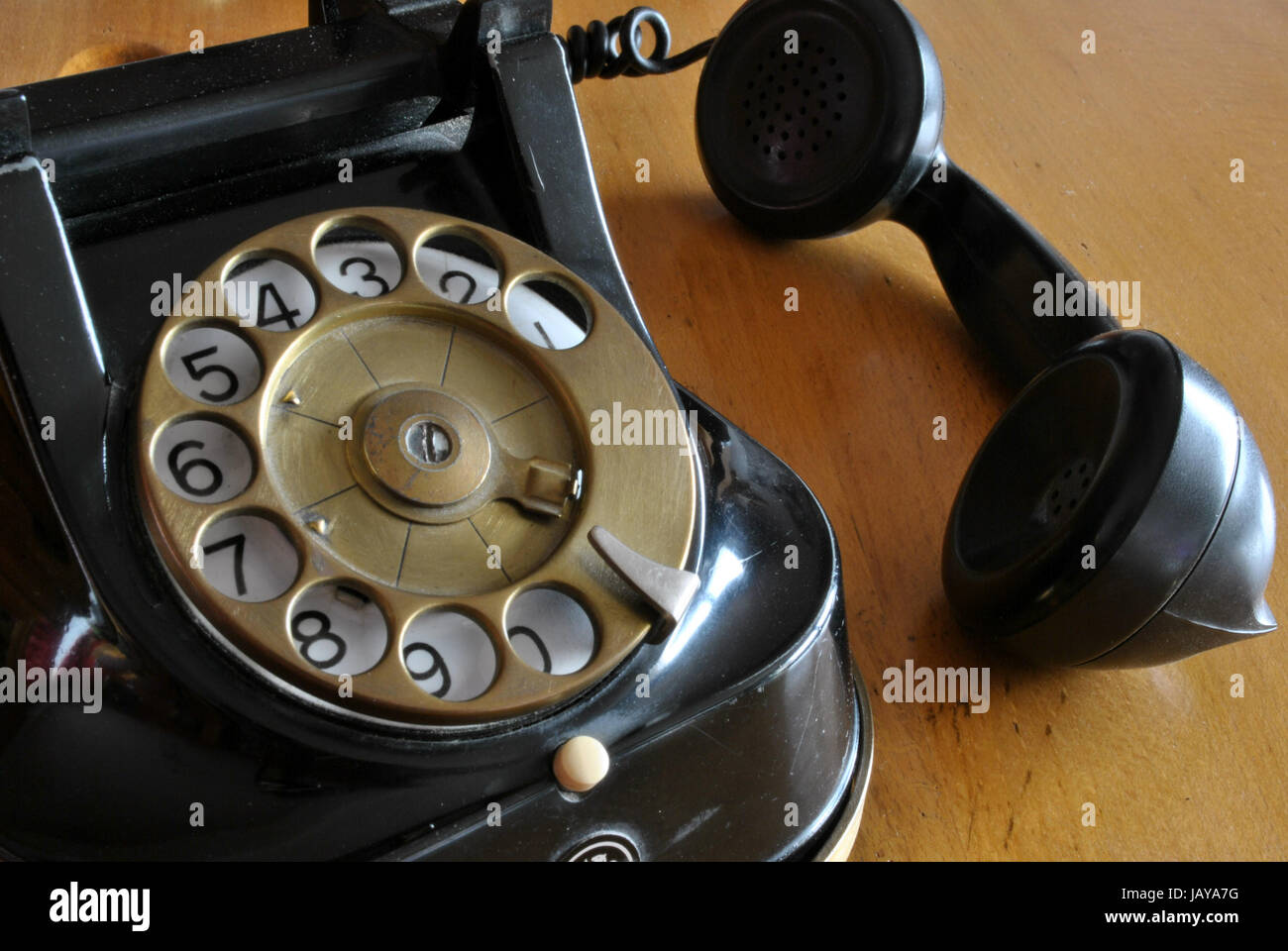 an old black telephone receiver with jerky Stock Photo - Alamy