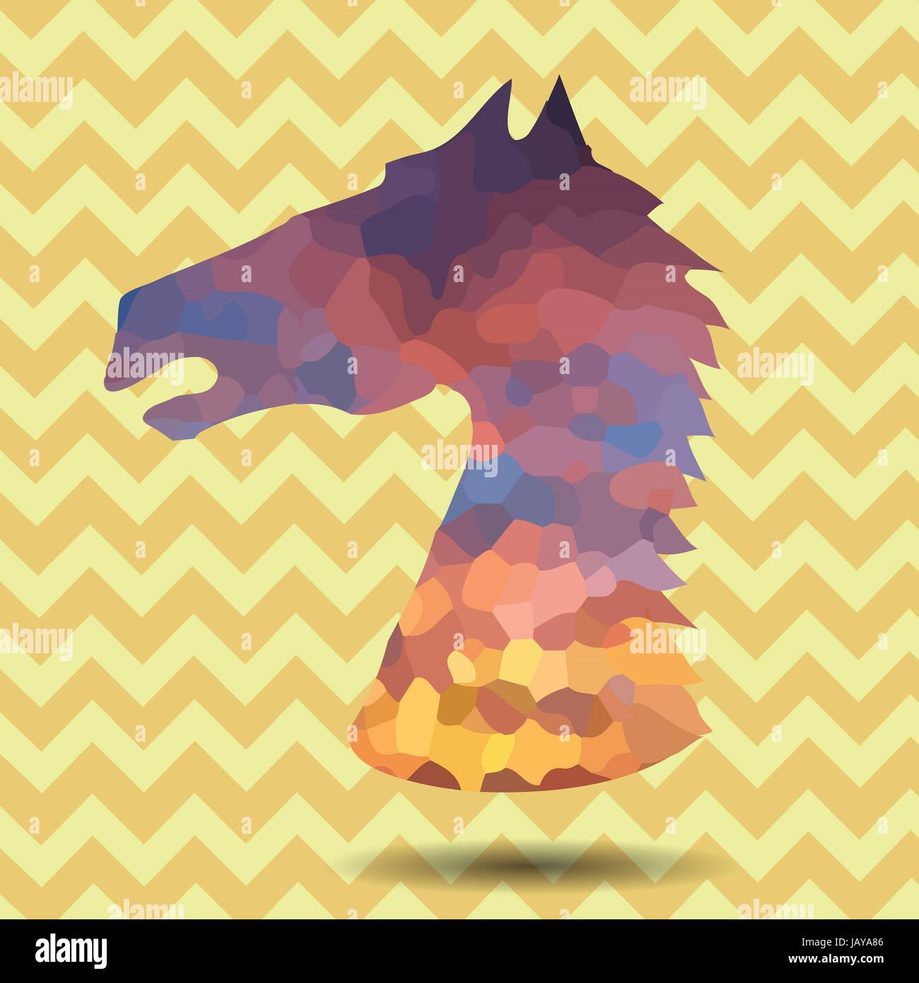 colorful illustration with abstract head horse frame for your design ...