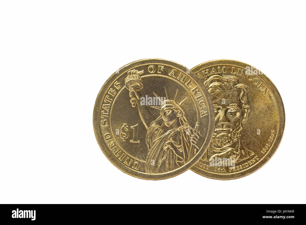 One US dollar obverse and reverse coin on the white background Stock ...