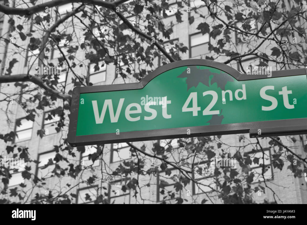 Street signs for West 42nd street in Manhattan (New York City). Color ...