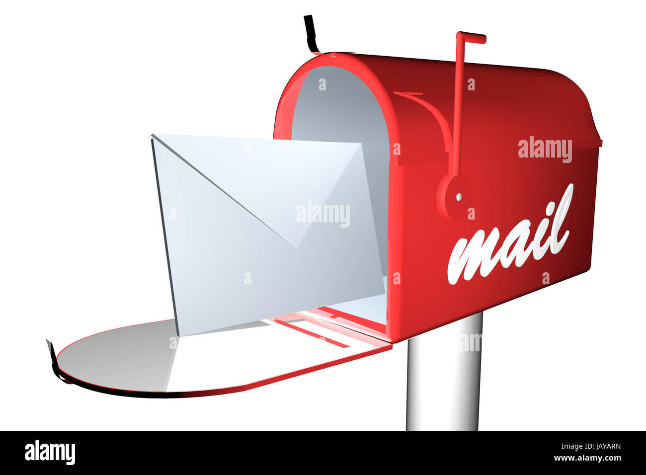Red mail box with white envelope, 3d render Stock Photo - Alamy