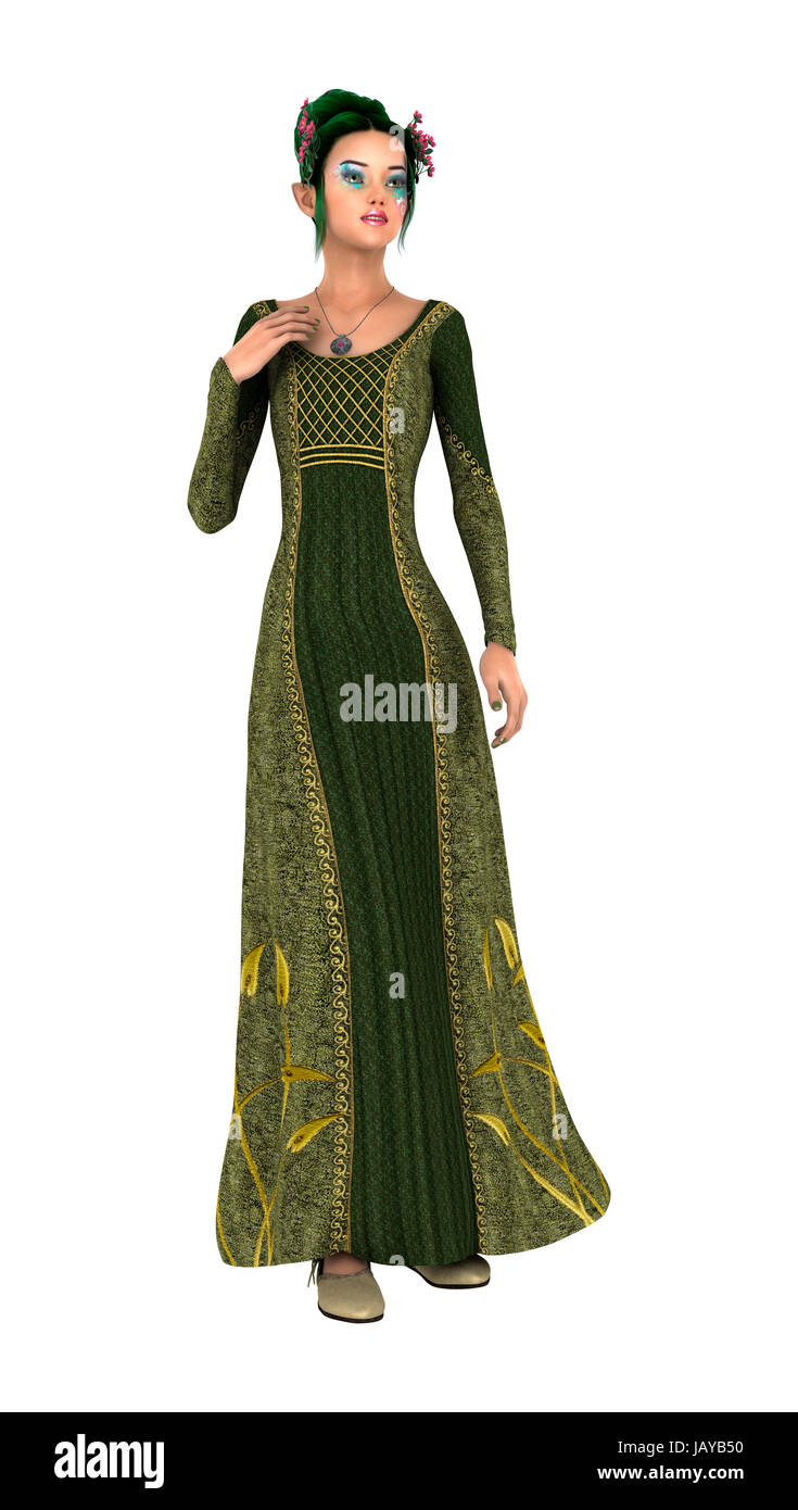 3D rendering of a beautiful princess of spring isolated on white ...