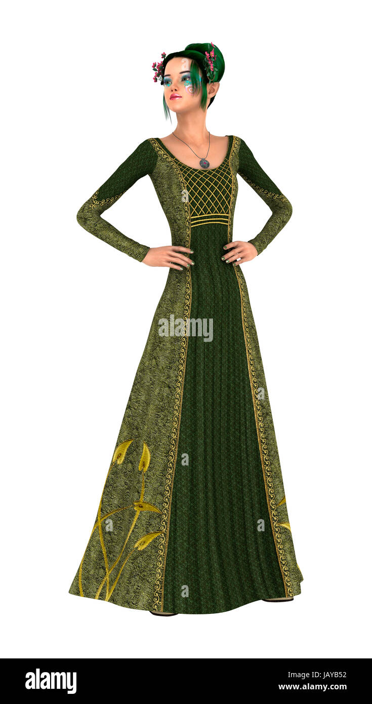 3D rendering of a beautiful princess of spring isolated on white ...