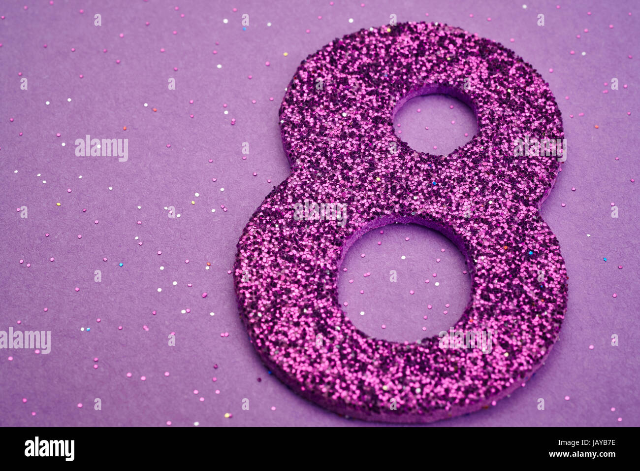 Number eight purple color over a purple background. Anniversary ...