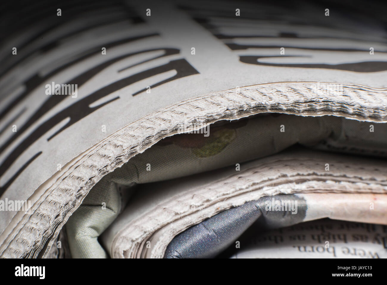 Pile of newspapers close up macro shot Stock Photo - Alamy