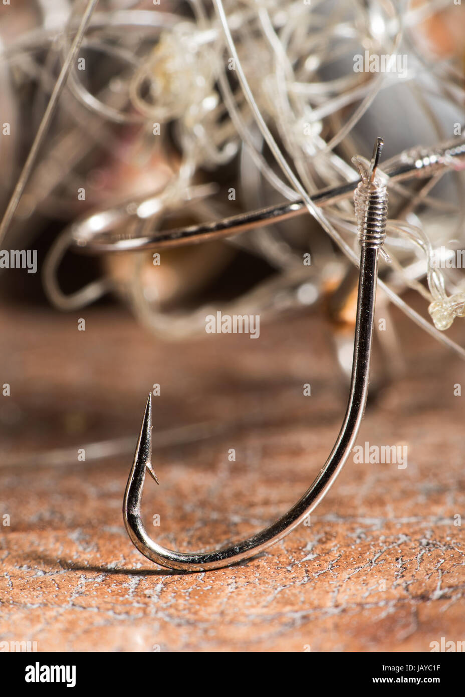 Hooks for fishing. Macro shot. Natural look Stock Photo - Alamy